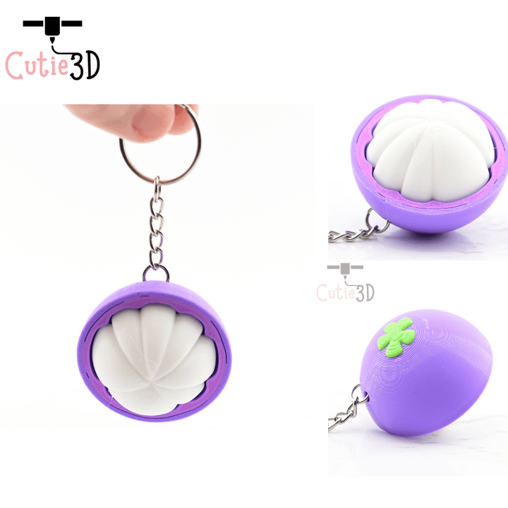 3D Printable Cutie3D Keycap Fidget Clicker Half Cut Mangosteen Keychain - Cute Backpack Keychain ...